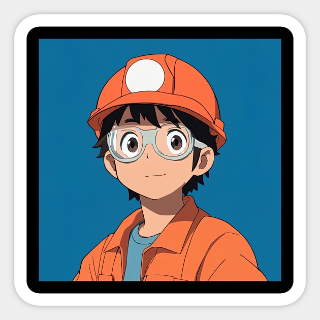 Male Engineer | Anime style - Male Engineer - Sticker | TeePublic