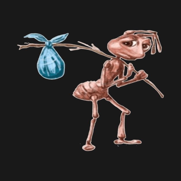 Sad ant with bag leaving meme cartoon - Meme - T-Shirt | TeePublic