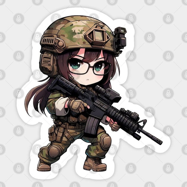 Tactical Chibi Girl - Chibi - Sticker | TeePublic