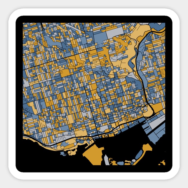 Toronto Map Pattern in Blue & Gold - Toronto Map - Sticker | TeePublic