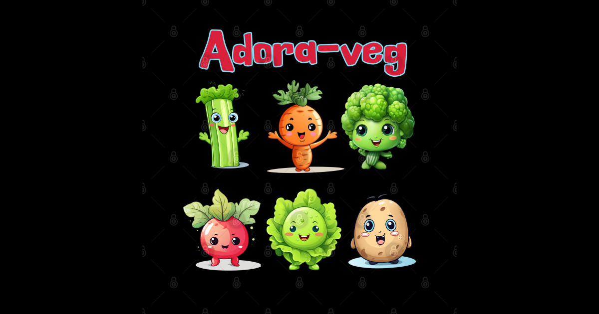 Adora-Veg Cute Veggies with Names - Cute Veggies - Sticker | TeePublic