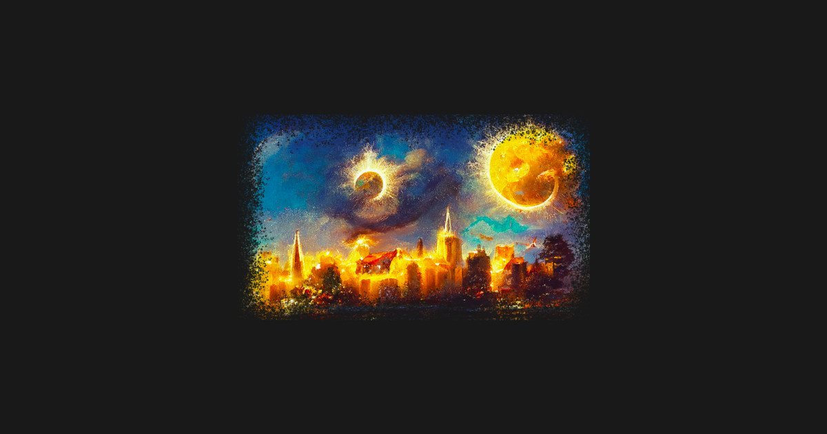 The city of Sun & Moon - City - T-Shirt | TeePublic