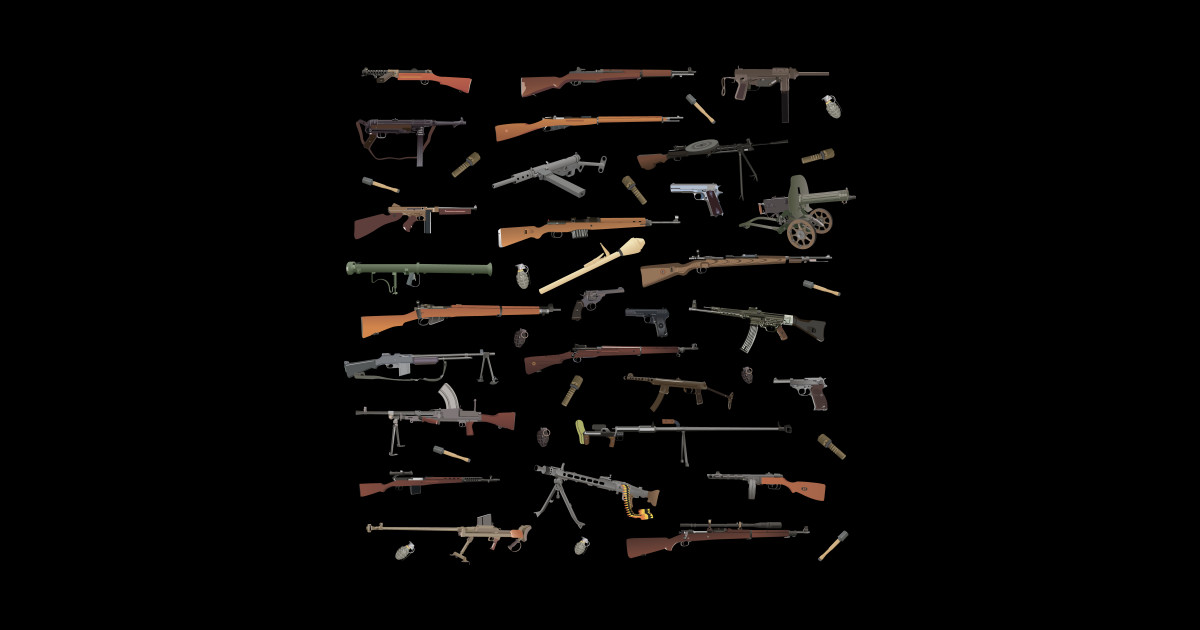 WW2 Weapons Pattern - Ww2 Weapons - Sticker | TeePublic