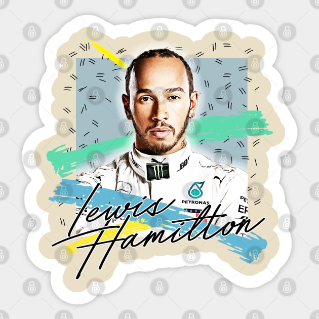 Lewis Hamilton // Retro Style Fan Art Design - Lewis Hamilton - Sticker ...