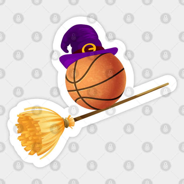 Witch on Broom Basketball Lovers Halloween - Basketball Halloween ...