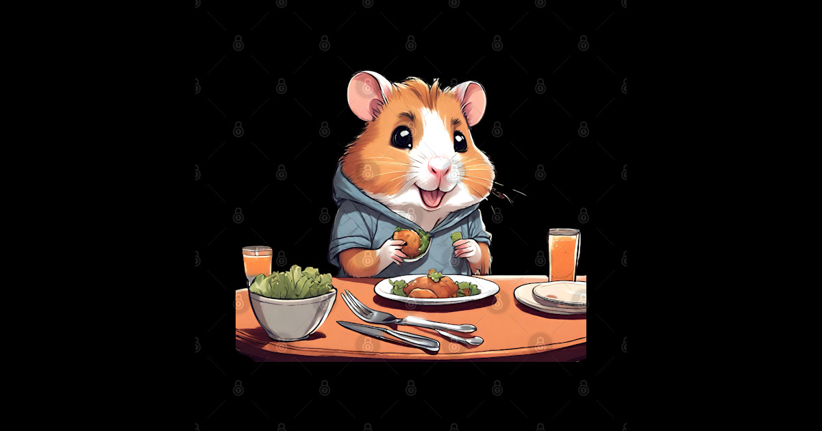 Beautiful dinner with Hamster - Cartoon Hamster Concept Art - Sticker ...