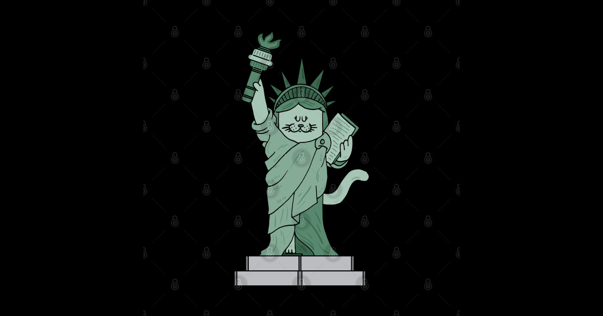 The cat statue of liberty - Statue Of Liberty - Sticker | TeePublic