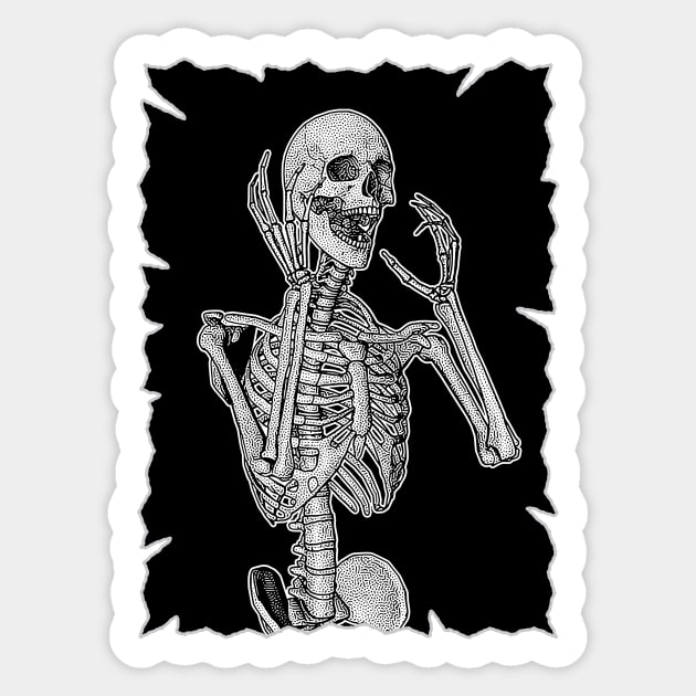 Skeleton screaming in horror - Skeleton - Sticker | TeePublic