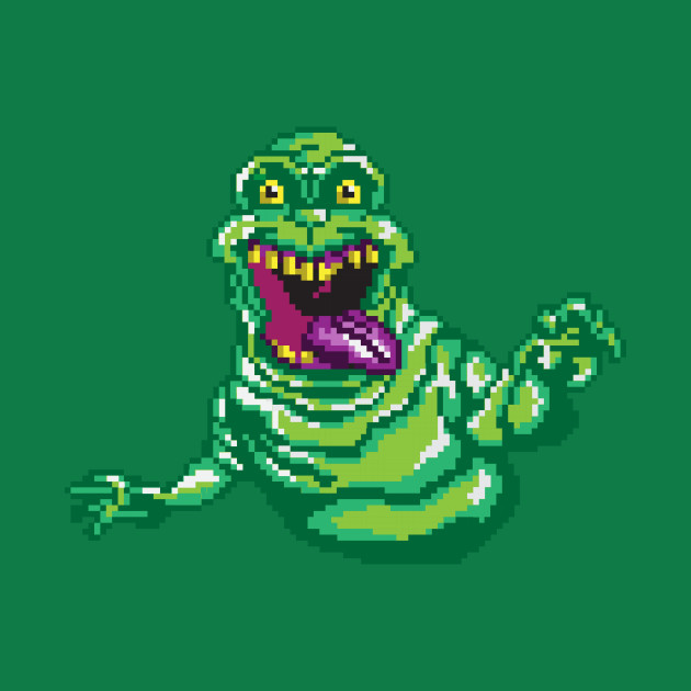 Ghostbusters Slimer Pixel Art - Ghostbusters - T-Shirt | TeePublic