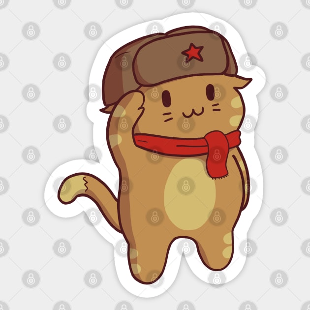 Komrade Kat Salute - Russian - Sticker | TeePublic