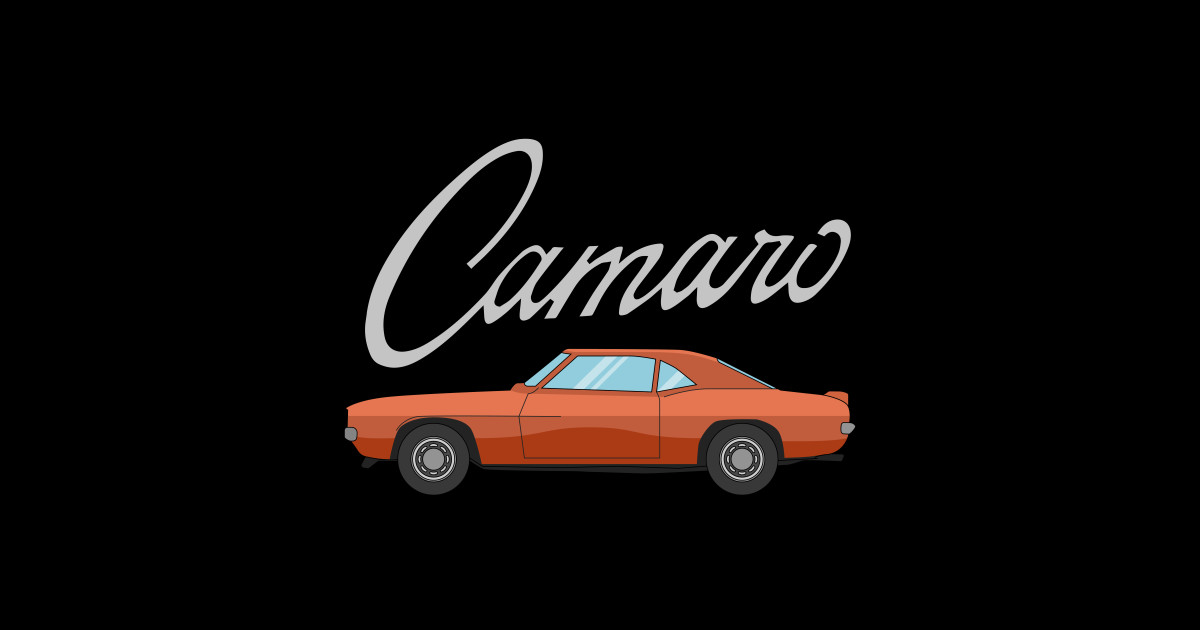 Chevy Camaro Illustration Orange with logo - Camaro - Sticker | TeePublic