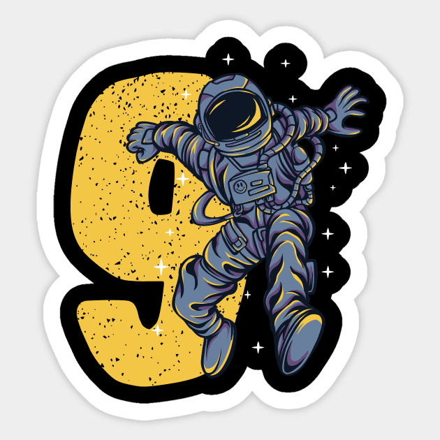 9 Years Old Astronaut 9th Birthday - 9th Birthday Gift - Sticker ...