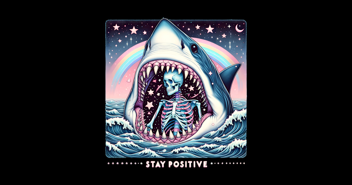 Stay Positive Shark Funny Sarcastic Meme - Stay Positive Shark ...