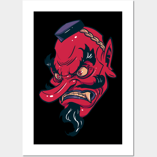 Tengu oni mask cartoon - Japan - Posters and Art Prints | TeePublic