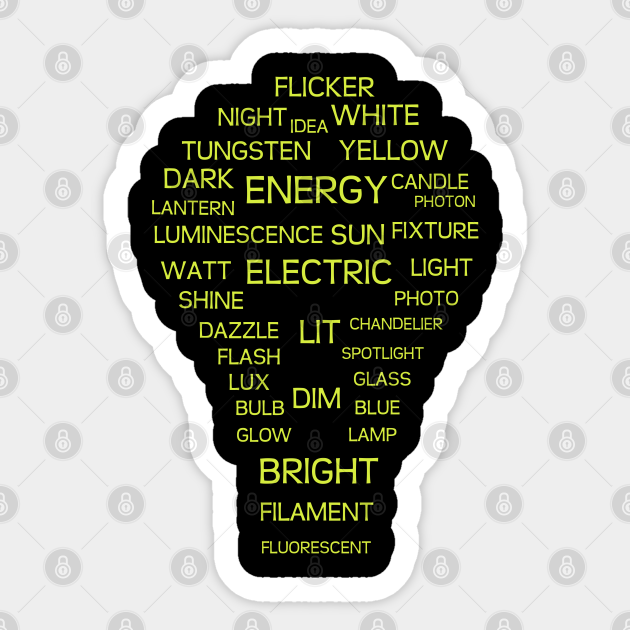 Light bulb of words - Typography - Sticker | TeePublic