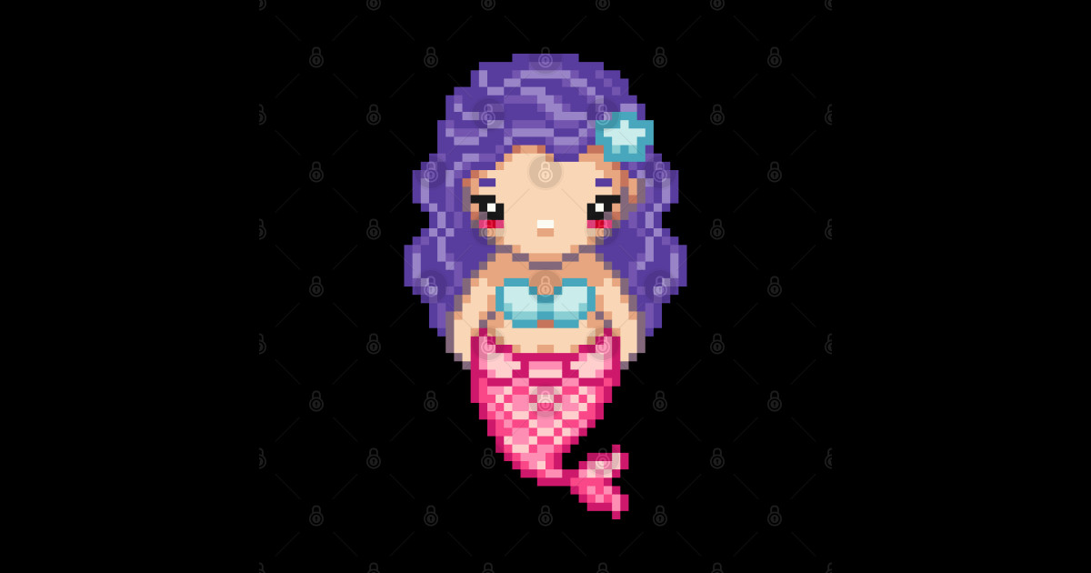 Pink Pixel Mermaid - Mermaid - Sticker | TeePublic