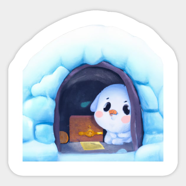 Cute animal in the igloo - Igloo - Sticker | TeePublic