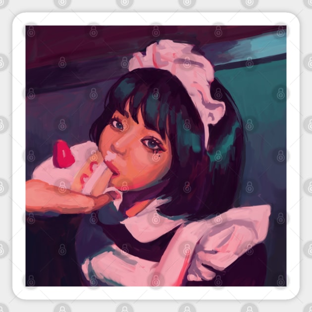 Anime Girl Maid Artwork - Anime Maid Art - Sticker | TeePublic
