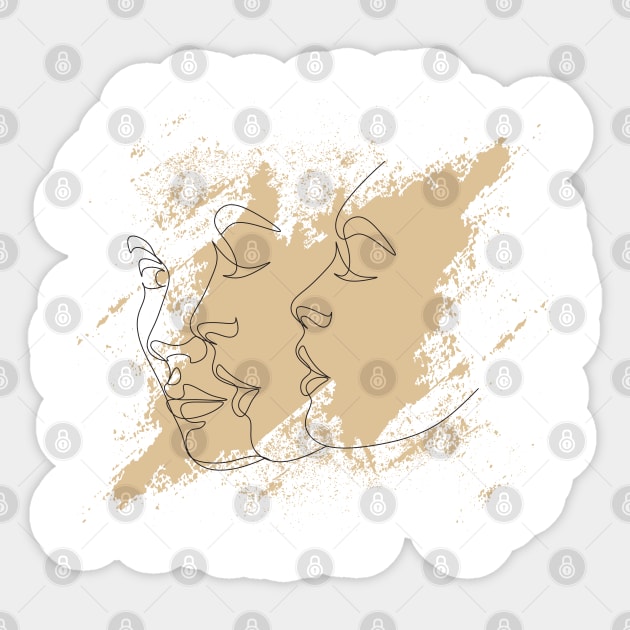 Girl's Face - One Line Art Drawing - Sticker | TeePublic