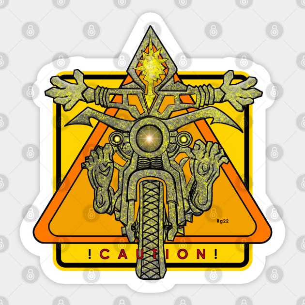 Motorcycle Caution Cartoon Sign - Motorcycles - Sticker | TeePublic