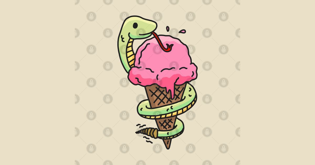 Ice Cream Hiss - Snake - T-Shirt | TeePublic
