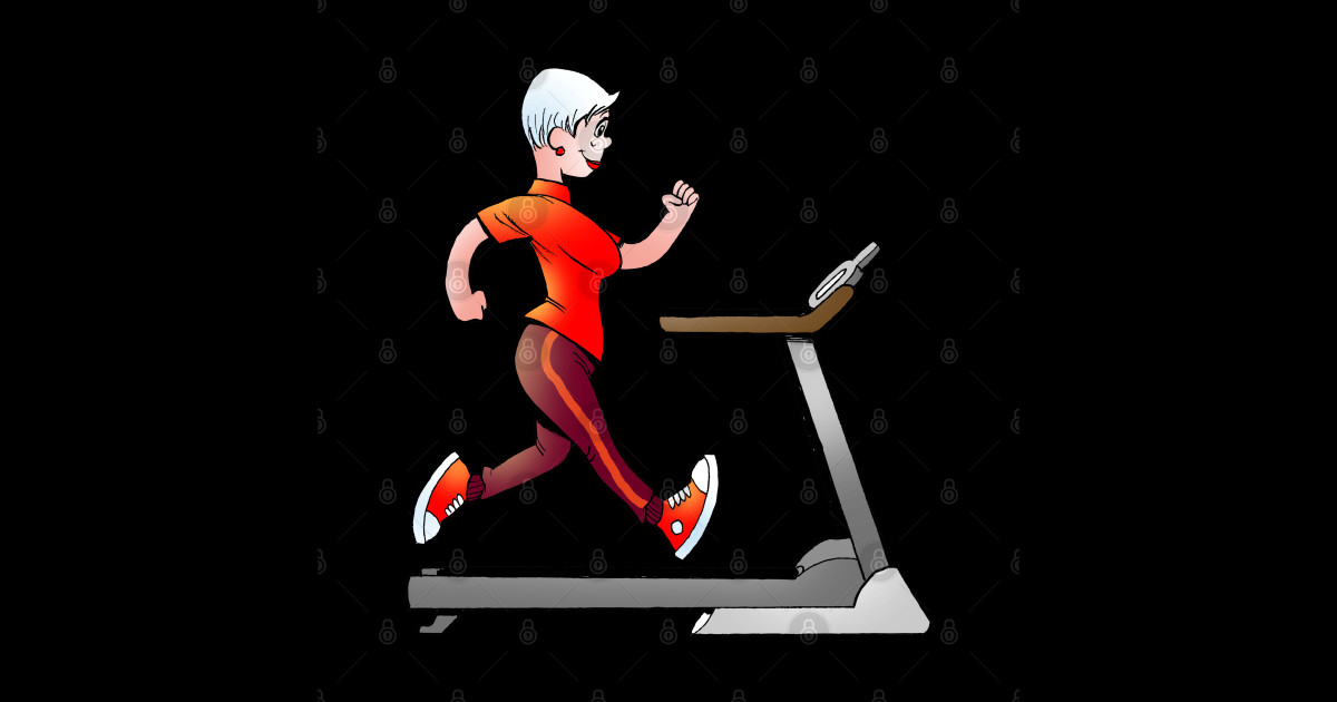 Woman on a Treadmill Fitness - Treadmill - Sticker | TeePublic