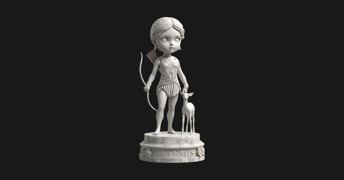 Artemis Chibi Statue – Moon & Hunt Mini Goddess - Greek Gods - T-Shirt ...