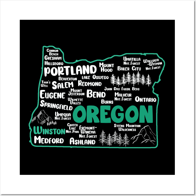 Cute map of Winston Oregon, Portland, Salem, Eugene, Springfield, Bend ...