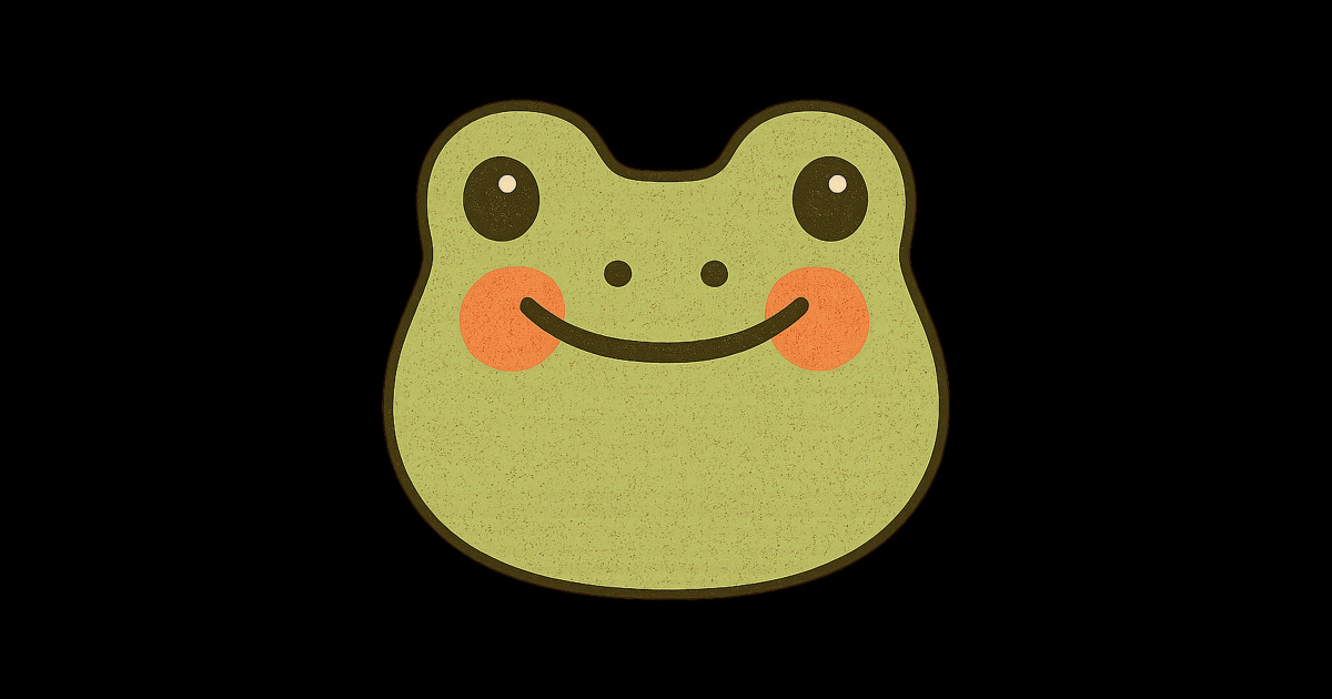 Happy Green Frog Face – Cute Kawaii Emoticon Animal Design - Cute Frog ...