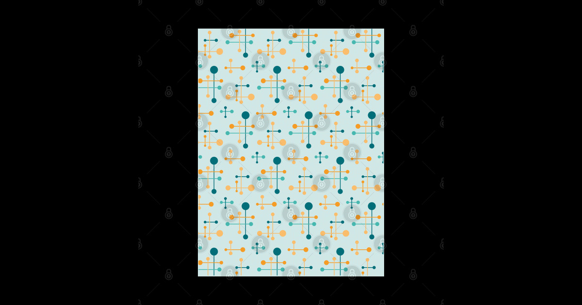 Mid Century Atomic Age Pattern 36 Aqua, Teal, Orange - Mid Century ...