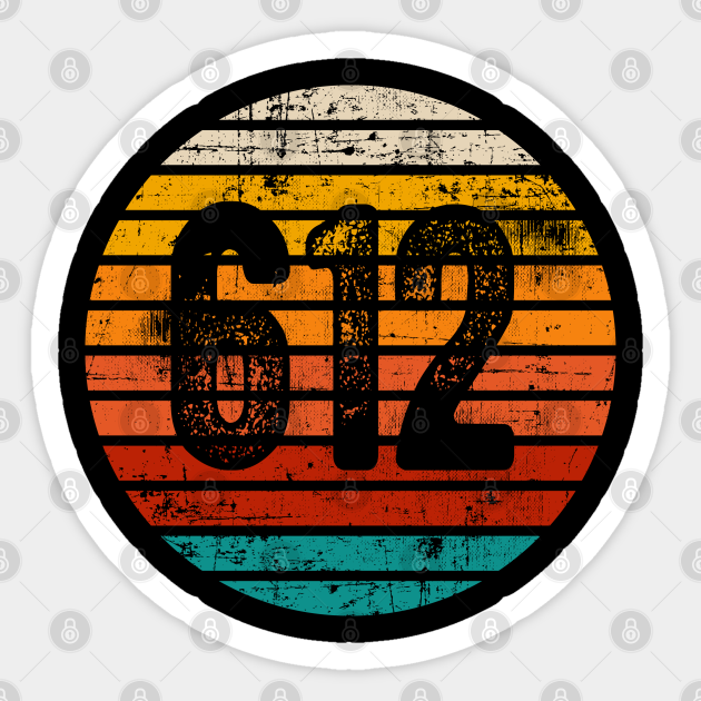 Distressed Vintage Sunset 612 Area Code - 612 Area Code - Sticker ...