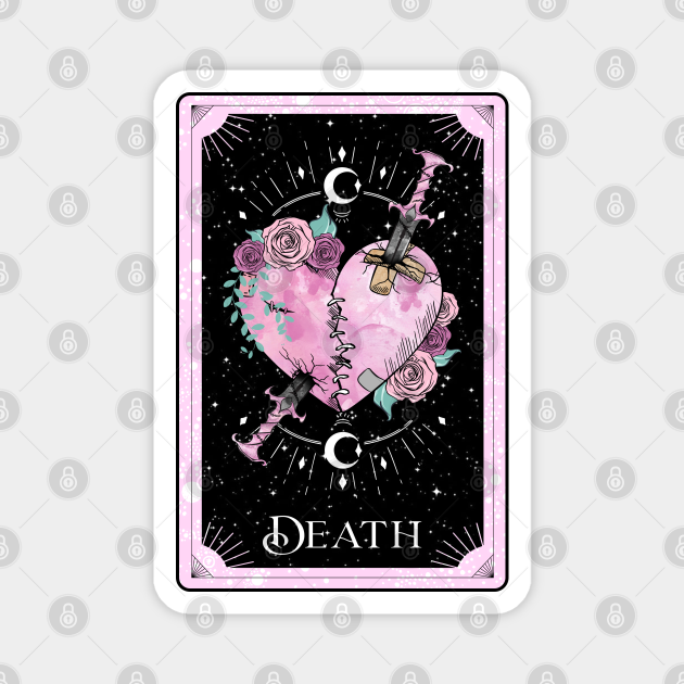 Pink Death Tarot Card Dagger in Rose Heart - Love Stinks - Magnet ...