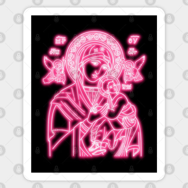 Pink Neon Virgin Mary - Virgin Mary - Sticker | TeePublic
