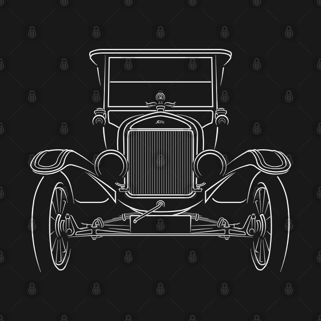 1925 Ford Model T - front stencil, white - Model T - T-Shirt | TeePublic