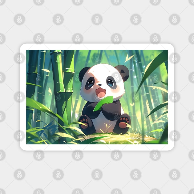 Cute Baby Panda in Bamboo Forest - Anime Wallpaper - Anime Art - Magnet ...