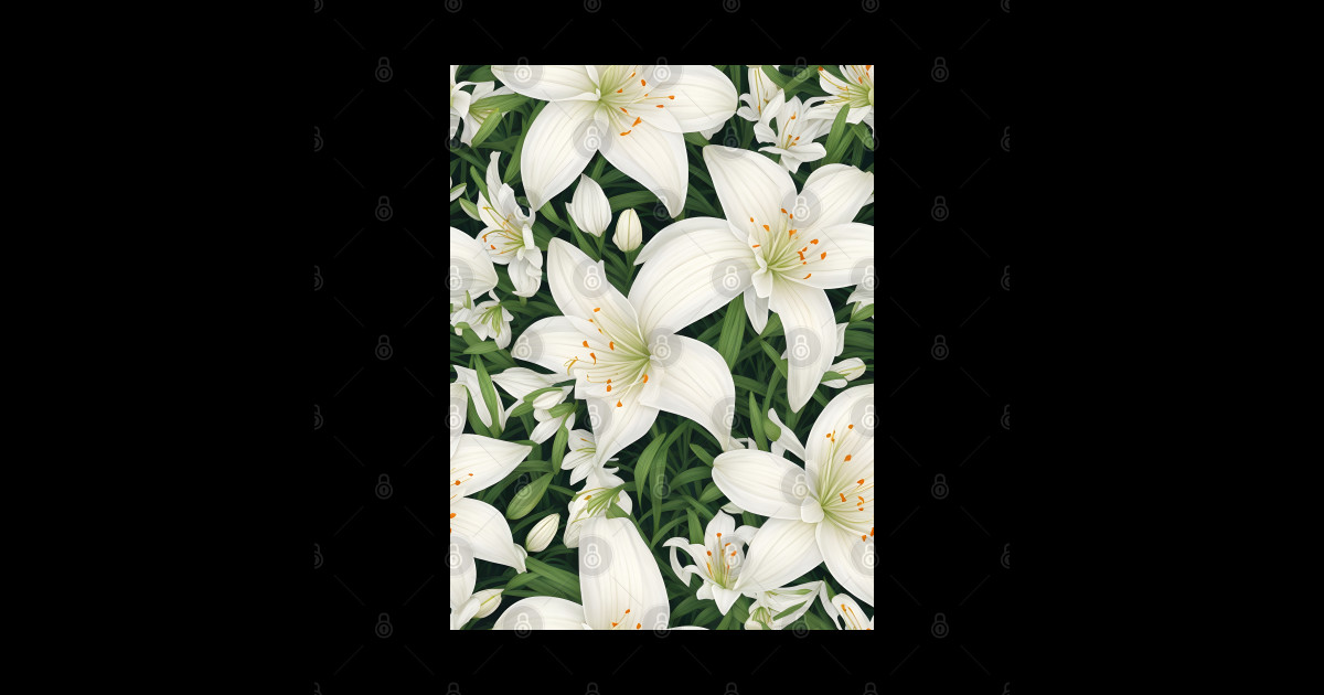 White lily pattern - White Lily Pattern - Sticker | TeePublic
