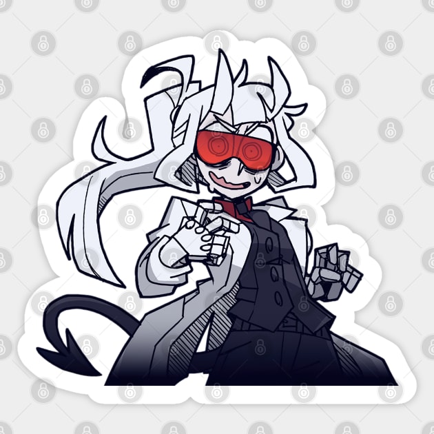 loremaster excited examtaker (helltaker) - Helltaker - Sticker | TeePublic