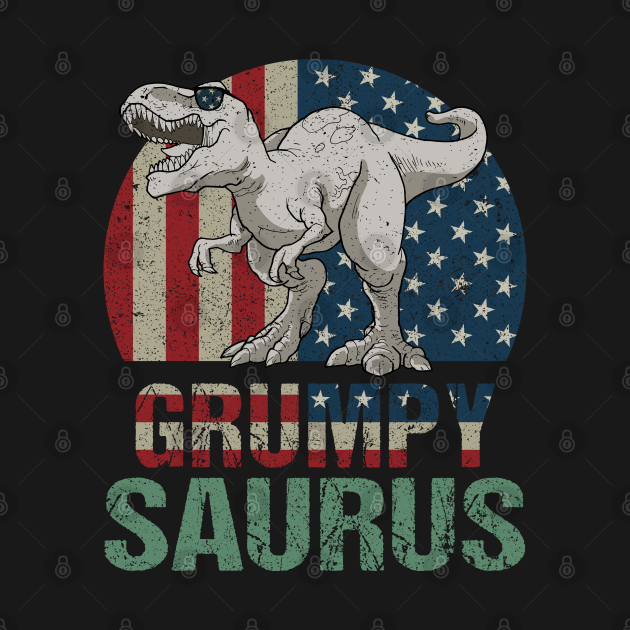 Grumpysaurus Dinosaur T Rex Grumpy Saurus American Flag 4th Of July ...