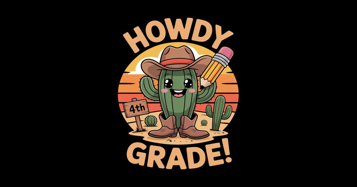 Howdy 4th Grade First Day of School Western Cowboy Cactus - Howdy 4th ...
