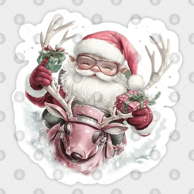Cyber Santa Claus with Robotic Reindeer. Futuristic Cyberpunk Christmas ...