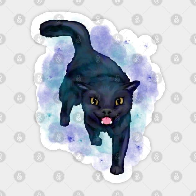 Smiling black cat - Black Cat - Sticker | TeePublic