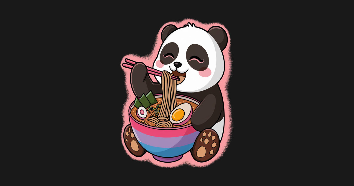 Bisexual Panda Eating Ramen LGBT-Q Cute Subtle Bi Pride Flag - Bisexual ...