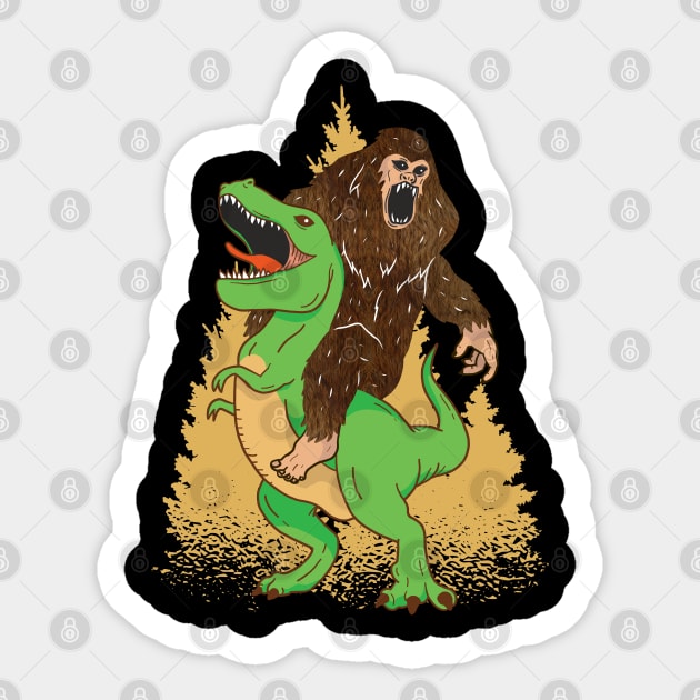 Bigfoot riding T-Rex Dinosaur funny graphic, believe in Sasquatch ...