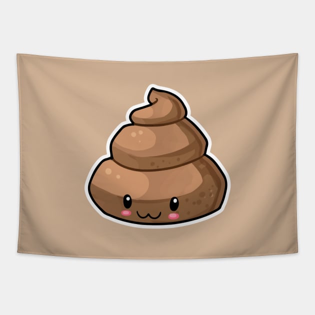Cute Kawaii Poo by Kawatoons - Poo Emoji - Tapestry | TeePublic