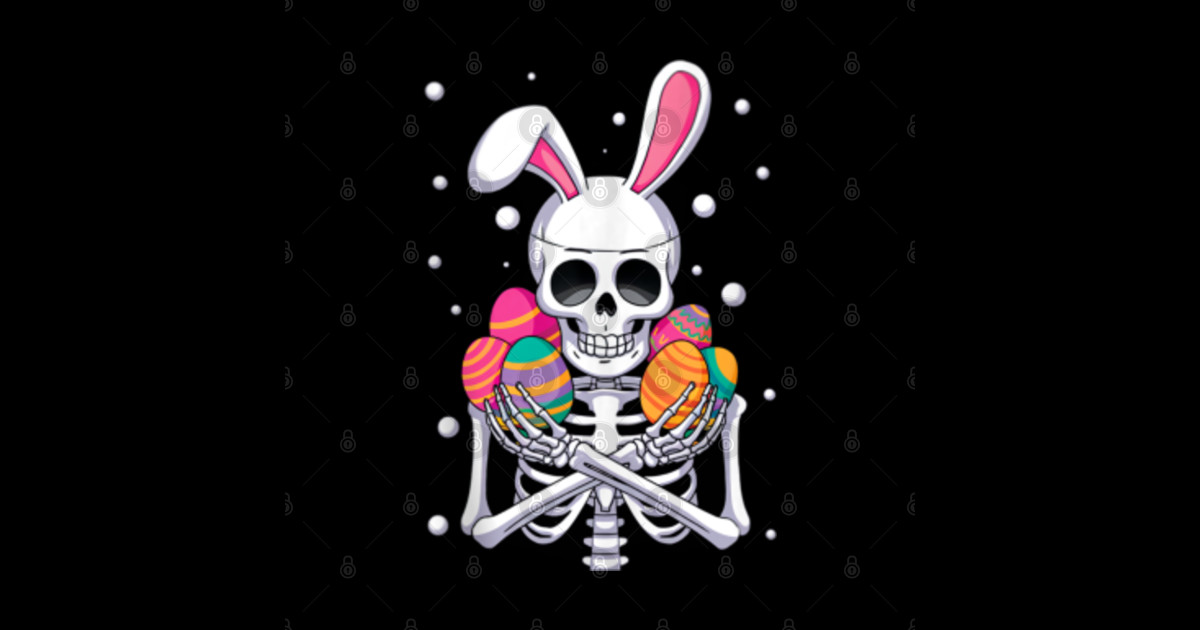 Bunny Skeleton Holding Easter Eggs Funny Easter Day - Skeleton Holding ...