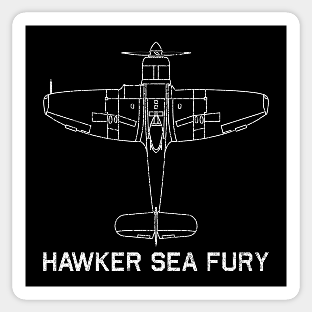 Hawker Sea Fury Blueprint Design Gift - Hawker Sea Fury - Sticker ...
