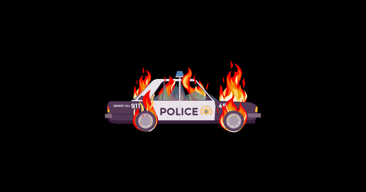 Flaming Cop Car - Acab - Sticker | TeePublic