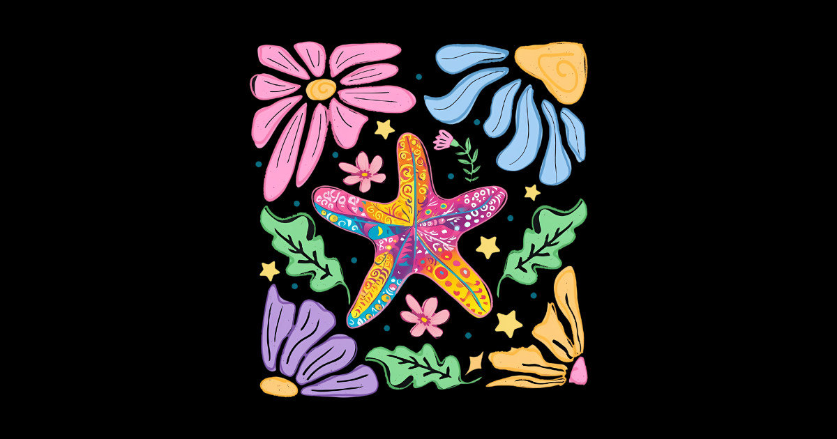 Boho Floral Tropical Summer Starfish Ocean Beach Sea Animal - Boho ...