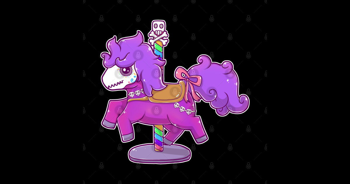 Cute Sugar Skull Carousel Horse Halloween Pastel Colors - Skull Horse ...