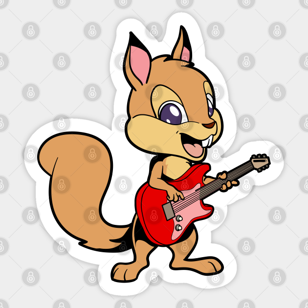 Cartoon squirrel playing electric guitar - Guitar Player - Sticker ...